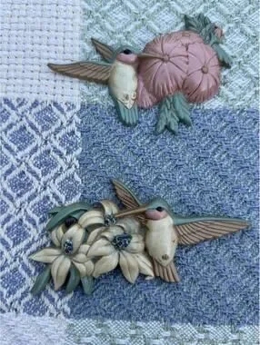 Other | Set Of 5 Vintage Hummingbird And Flower Wall Plaques | Poshmark